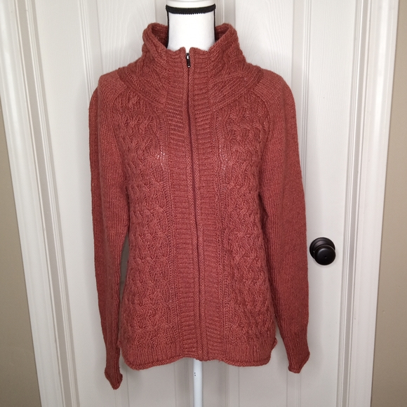 REI | Sweaters | Rei Rust Cable Knit Full Zip Cardigan Sweater Sz ...